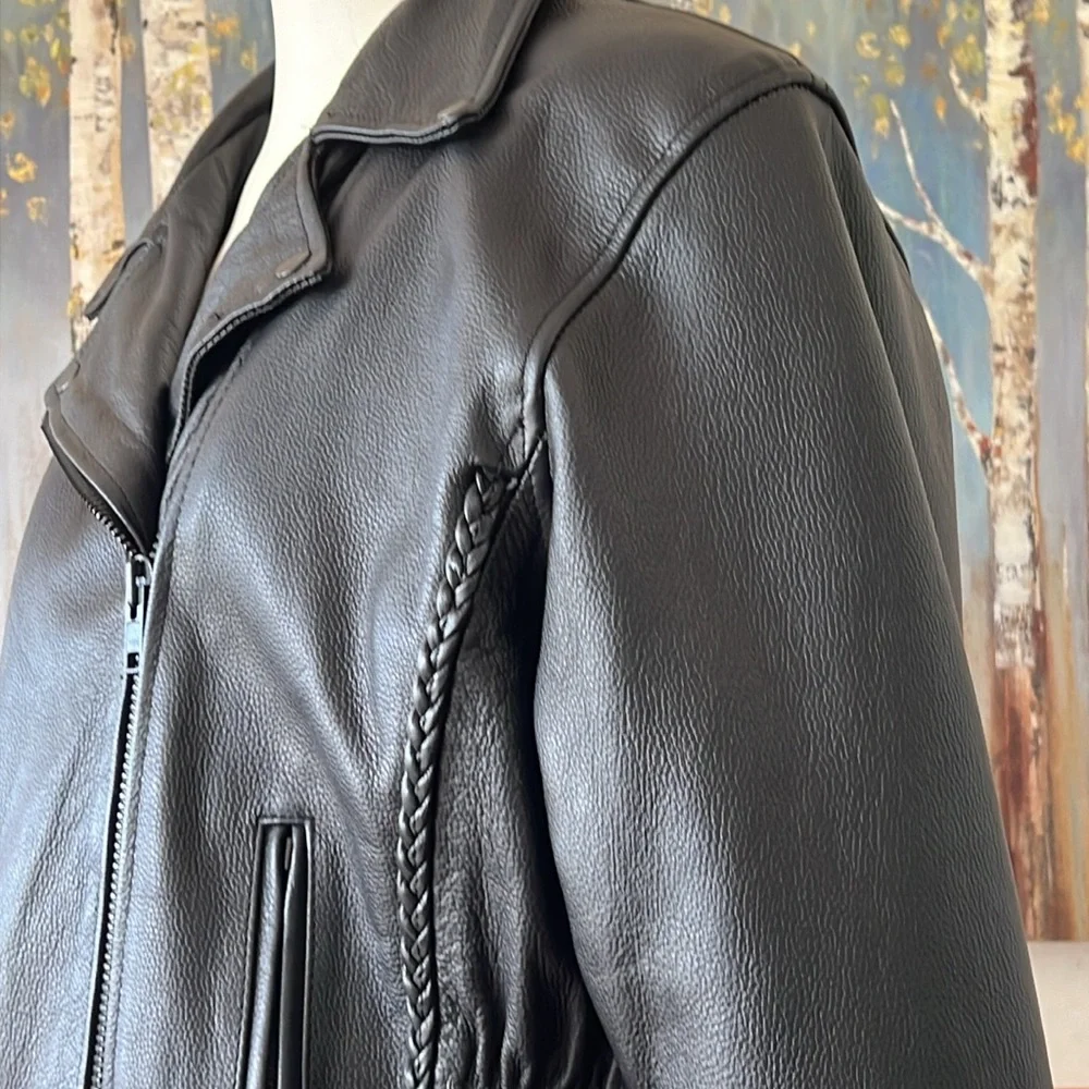 Unik | Jackets & Coats | Unik Braided Leather Jacket With Insulated ...